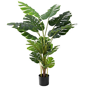 Artificial Tree-Faux Plants Indoor Outdoor- Keloteven 5FT Artificial Monstera Fake Tall Tree 16 Leaves - Artificial Plants for Home Decor, Office, Living Room and Pito Decoration, MD145
