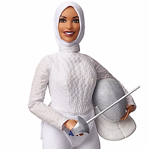 Barbie Ibtihaj Muhammad Doll with Fencing Uniform, Hijab, Sabre and Mask