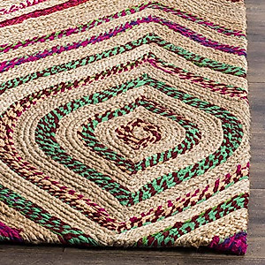 SAFAVIEH Cape Cod Collection Accent Rug - 4' x 6', Natural & Multi, Handmade Boho Braided Jute, Ideal for High Traffic Areas in Entryway, Living Room, Bedroom (CAP601A)