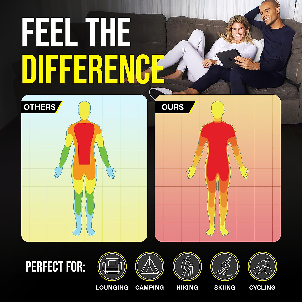 Thermajohn Long Johns Thermal Underwear for Men Fleece Lined Base Layer Set for Cold Weather (Large, Black)