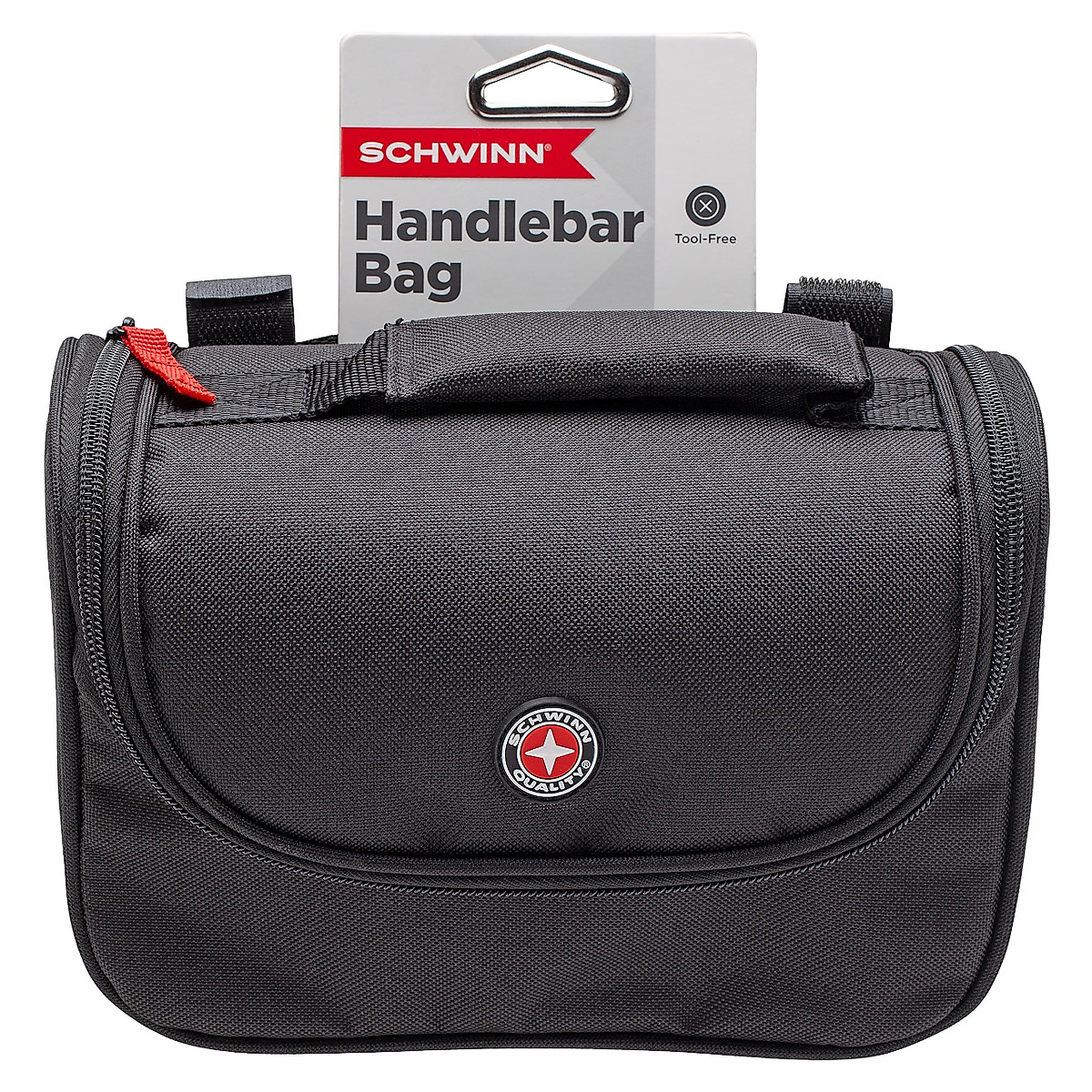 Schwinn Bike Handlebar Bag, Easy to Install, Front Bag Mounted Bicycle Accessories, Waterproof and Zippered, Black