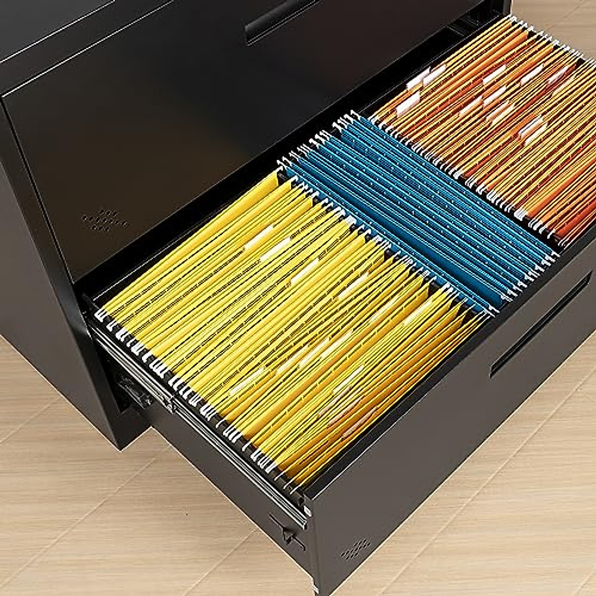 Approgreent Lateral File Cabinet with 2 Drawer, Filing Cabinet for Home Office, Metal File Cabinet with Lock, A4-Size/Letter-Size/Legal-Size, Black