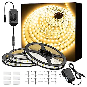 Onforu Warm White LED Strip Lights, 49.2ft 3000K White Dimmable Strip Lighting, 2835 LEDs Tape Light, 15m 12V Adhesive Rope Christmas Light, Flexible Ribbon Light for Kitchen Cabinet Bedroom Wardrobe