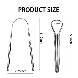 Yiwafu 4 Pack Tongue Scraper,Stainless Steel Tongue Cleaners,Tongue Scraper for Adults, Reduce Bad Breath and Fresh Breath(Silver)