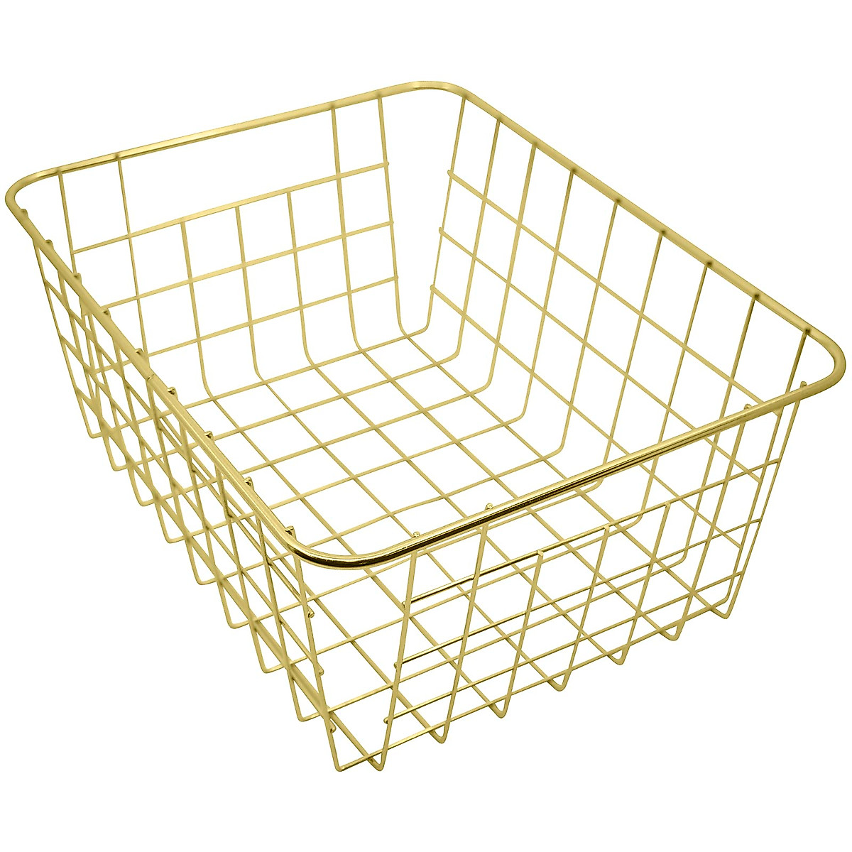 Stephanie Imports Set of 2 Nested Wire Basket Trays for Storage and Organizing (Gold)