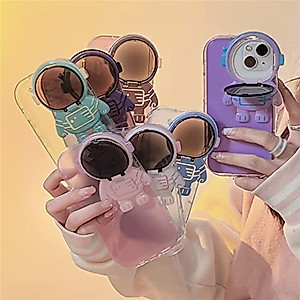 Beskinmer Compatible with iPhone 11 Case,Cute Clear Astronaut Case for Women with Astronaut Folding Camera Cover Kickstand Case Slim Soft TPU Shockproof Bumper - Clear