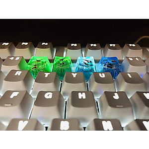 Handmade Koi Fish OEM R4 Resin Keycap Translucent Backlit Keycaps for Cherry MX RGB Switch Gaming Mechanical Keyboards DIY Replace (Blue)
