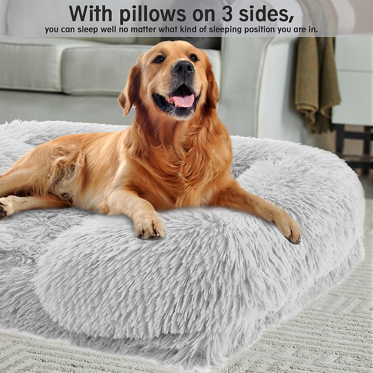 Dog Beds for Large Dogs, Orthopedic Dog Bed for Medium Large Dogs, Non-Slip Bottom and Egg-Crate Foam Big Dog Sofa Bed with Washable Removable Cover