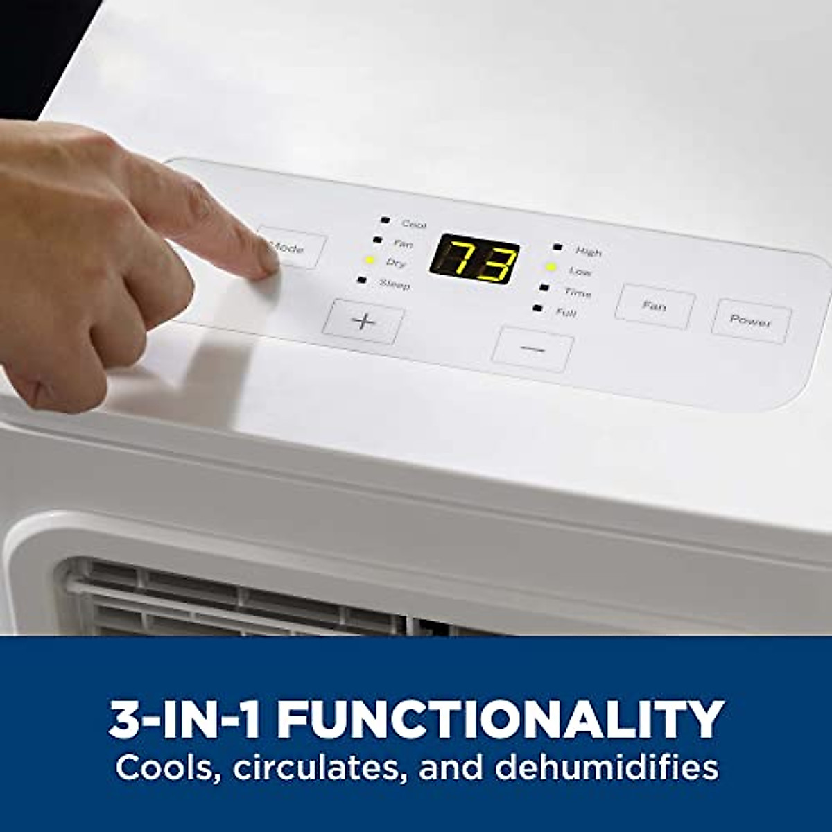 GE 8,000 BTU Portable Air Conditioner for Small Rooms up to 150 sq ft. (5,100 BTU SACC), 3-in-1 with Dehumidify, Fan and Auto Evaporation, Included Window Installation Kit