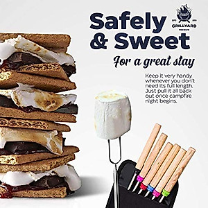 Marshmallow Sticks – 8 pcs Roasting Sticks for BBQ, Campfire, Fire Pits, Camping – Durable Stainless Steel Smores Sticks with Wooden Handles – Practical and Easy to Use