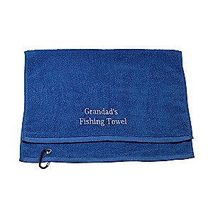 Grandads Fishing Towel Fisherman Gift Fishing Lover Gift Embroidered Towel with Clip (Grandads Fishing Towel)