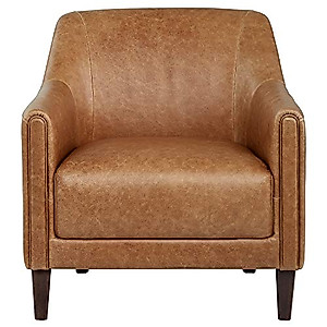 Amazon Brand – Stone & Beam Grover Modern Living Room Accent Chair, 30"W, Cognac Leather