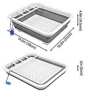 Casaphoria Collapsible Small Dish Dryer Foldable Dish Drying Rack Large Dishes Over The Sink for Kitchen Counter Plate Rack,Plastic Portable Dinnerware Organizer-Space Saving Kitchen Storage Tray