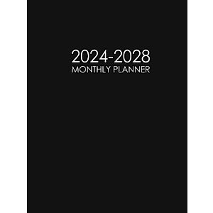 2024-2028 Monthly Planner: Five Years Calendar | 60 Months 5 Year Organizer with Holidays To Do List Goals - Black HardCover