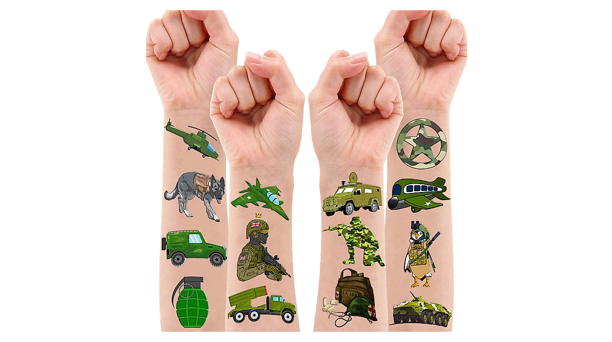 96 PCS Military Camouflage Tattoo Stickers for Parties