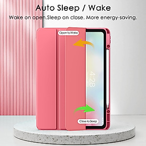 Soke Clear Case for iPad Air 13 Inch M3 2025 & M2 2024 - Built-in Pencil Holder+Auto Sleep/Wake+Camera Protection, Shockproof Back Cover for Apple iPad Pro 12.9 Inch,Watermelon