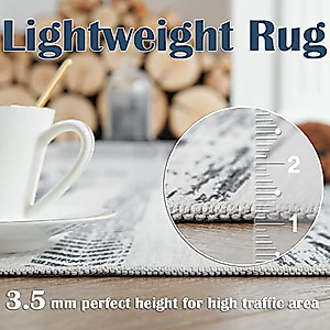 jinchan Runner Rug 2x5 Area Rug Hallway Boho Kitchen Rug Moroccan Floor Cover Bathroom Rug Geometric Bohemian Mat Black Foldable Thin Rug Dimond Non Slip Carpet for Living Room Bedroom Dining Room