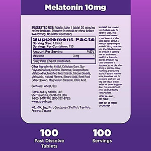 Natrol Melatonin 10mg, Citrus Flavored Dietary Supplement for Restful Sleep, 100 Fast-Dissolve Tablets, 100 Day Supply