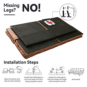 Hcore Convertible Futon Sofa Bed,Sleeper Futon Bed Couch,Memory Foam Futon Sofa,Loveseat Sofa Bed,Small Splitback Polyester Modern Sofa for Living Room,Office,Apartment,Classic Brown