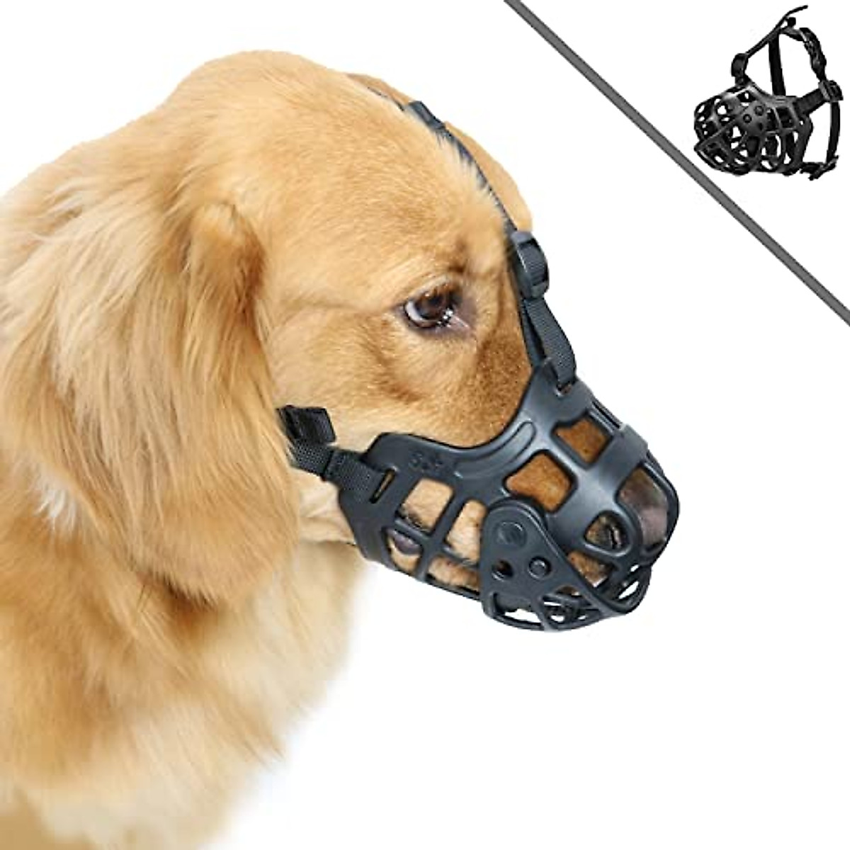 Dog Muzzle for Large Dogs, Dog Muzzles for Biting, Breathable Adjustable Basket Muzzle Comfortable for German Shepherd, Australian Shepherd, Golden Retriever, Labrador Retrieve-XL
