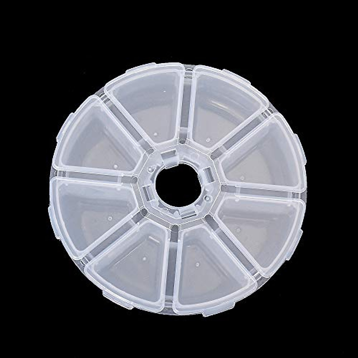 ZIIVARD 5 Pieces 8 Grid Round Clear Plastic Storage Organizer Divider Jewelry Beads Display Box Fishing Box Pill Case