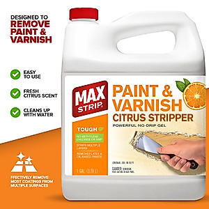 Max Strip Paint & Varnish Citrus Stripper - 1 Quart - Strips Multiple Layers - Removes Latex and Oil Based Paints - No Methylene Chloride No NMP Powerful Formula