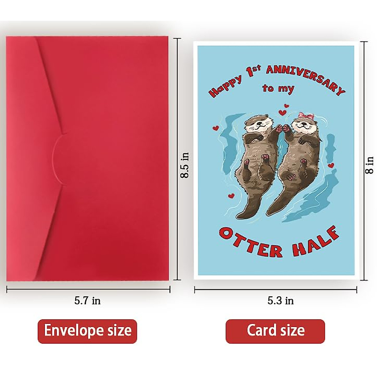 Hongshan Happy 1st Anniversary Card Gift for Husband,Wife,First Anniversary Card for Boyfriend or Girlfriend,Romantic One Year Wedding Anniversary Card for Women Men Him Her