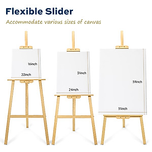 Finenolo Wooden Painting Easel, Adjustable Stand Easel for Canvas Wedding Signs, Holds up to 48", Art Easel for Adults Artist Beginners Students