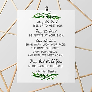 May The Road Rise Up To Meet You, Irish Blessing Print, Irish Prayer, Ireland Gift, Christian Gift, Wedding Gift, Green Wall Art Watercolor 8 x 10 Inches Frame NOT INCLUDED