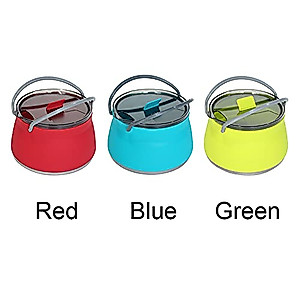 Folding Saucepan, Camp Cookware Hiking Silicone Folding Saucepan Water Kettle With Lid Cookware Travel Camping Pot(Blue)