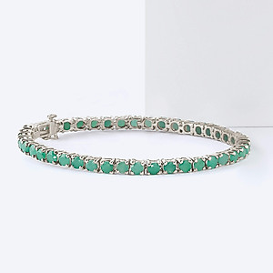 Ross-Simons 7.25 ct. t.w. Emerald Tennis Bracelet in Sterling Silver. 8.25 inches