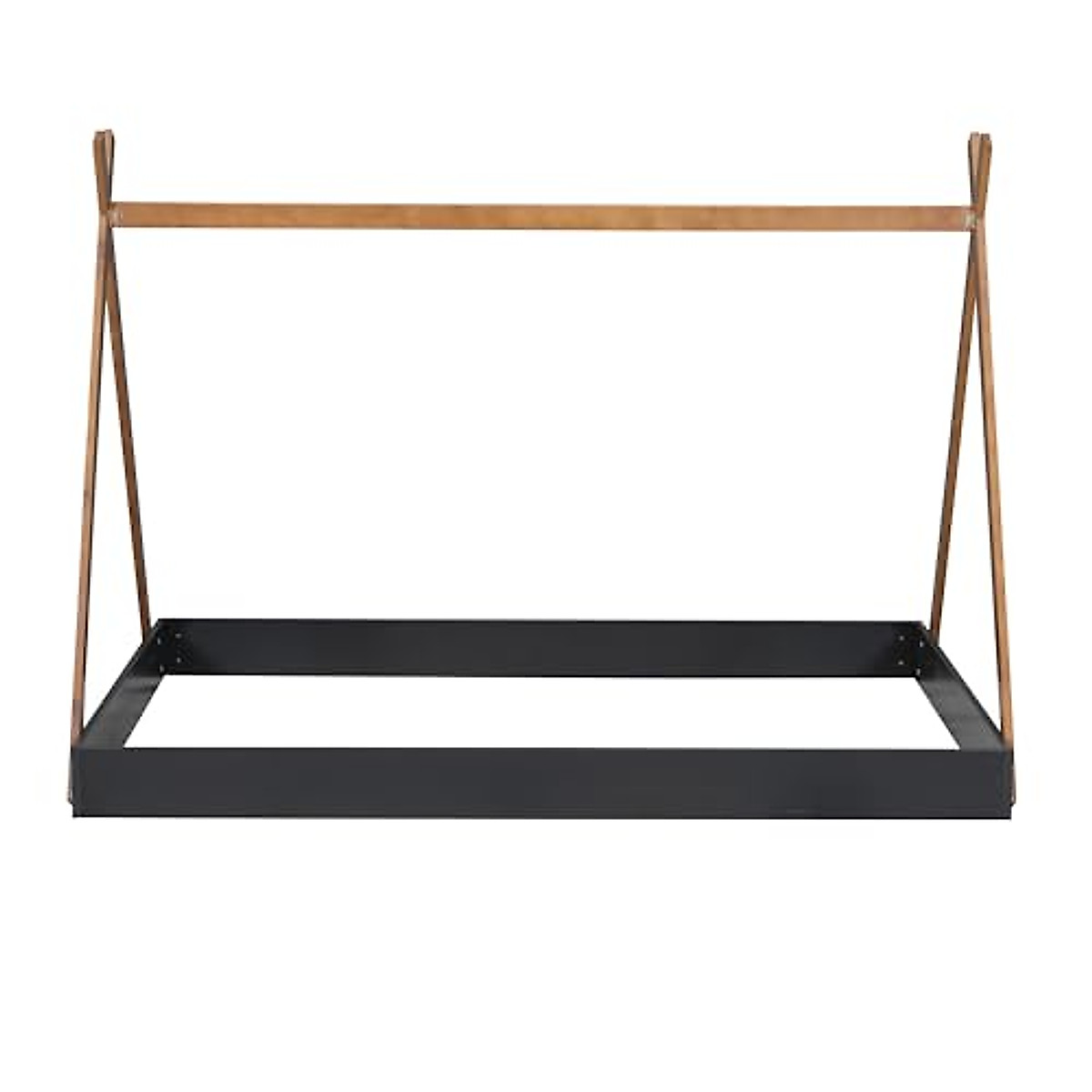 RORIGAT Full Floor Bed for Kids,Full Teepee Bed Frame with Triangle Structure,Wood Floor Bed for Bedroom Furniture,Box Spring Not Required，Black+Brown