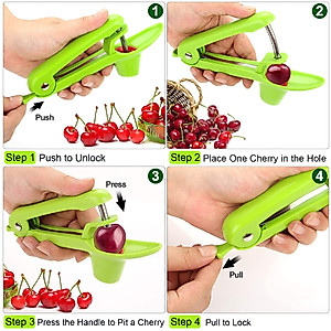 Cherry Pitter Olive Pitter Tool, Cherry Pitter Remover, Fruit Pit Core Remover with Space-Saving Lock Design for Make Fresh Cherry Dishes, Cherry Pie and Jam and Cocktail Cherries