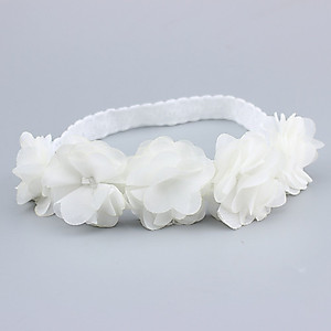 Baby Elastic Chiffon Flower Headbands Princess Girls Hand Sewing Beads Flower Headwear (XW1005)