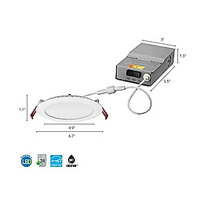 Lithonia Lighting WF6 30K40K50K 90CRI MW M6 LED color Temperature Selectable Ultra Thin Recessed Downlight, 3000K | 4000K | 5000K, White, 6 inch