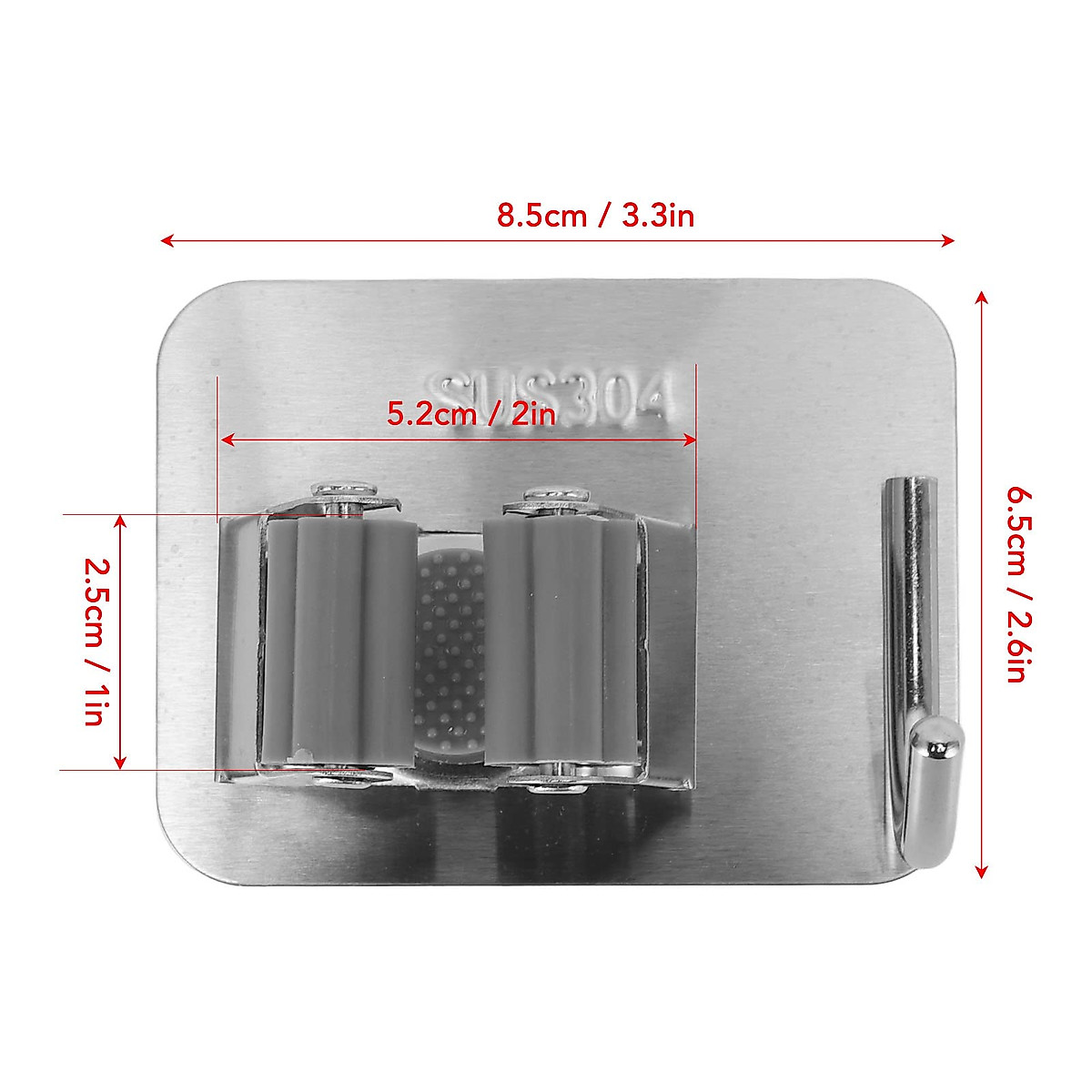 Fdit Mop Broom Holder, Stainless Steel Mop Holder Organizer, Self Adhesive Wall Mounted Mop Organizer Storage Rack Clip, Utility Hook Organizer Tool for Laundry Bathroom Kitchen Garage