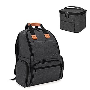 LUXJA Breast Pump Backpack and A Breastmilk Cooler Bag Bundle, Black