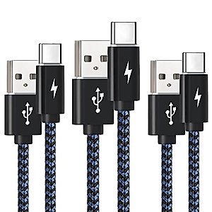 USB C Cable, (3Pack 3+3+6.6ft) Type C Cable Fast Charger Leads USB-C Charging Cable Compatible with Samsung Galaxy S10 /S9+ /S9 /S8 /S8+,Note 9/8,Huawei P30 /P20 /Mate20 /P10,OnePlus