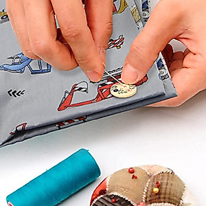 Excavator Fat Quarters Fabric Bundles,9 PCS Construction Truck Tractor Fabric Bundles,20 x 20 Inches Cotton Polyester Quilting Fabric Material Scraps for Sewing Quilting Patchwork Artcraft DIY