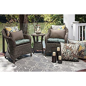 Pillow Perfect Forsyth Solid Indoor/Outdoor Lumbar Pillow Plush Fill, Weather and Fade Resistant, Lumbar - 11.5" x 18.5", Brown, 2 Count