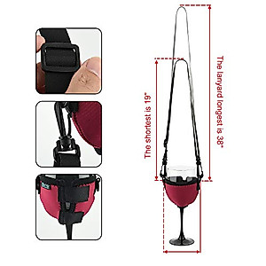 Beautyflier Wine Glass Insulator / Drink Holder Neoprene Sleeve with Adjustable Neck Strap For Wine Walk