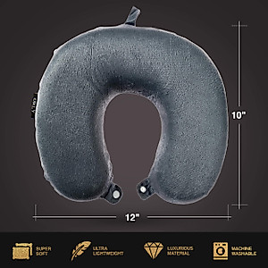 Charles Albert Memory Foam Travel Pillow, U Shaped Neck Pillow, Ultra Soft Comfortable Cushion for Neck Support, Lightweight Headrest, Machine Washable, Great for Airplane Chair, Car, Bed in Grey