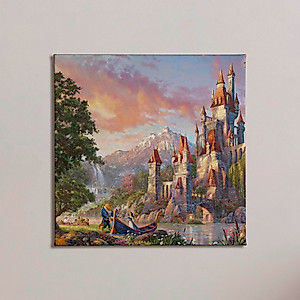 Thomas Kinkade Disney Beauty and The Beast II 14" x 14" Gallery Wrapped Canvas Art | Frameless Room Wall Art | Certificate of Authenticity Included