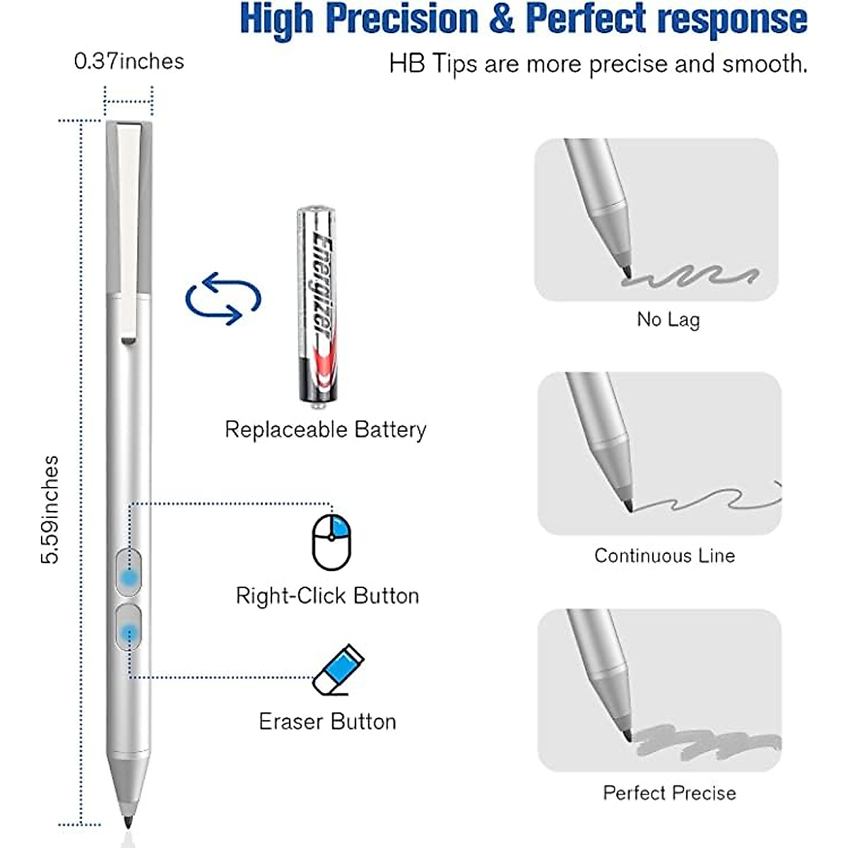 Stylus Pen for Dell - Compatible with Select 2-in-1 Models: Inspiron 5379, 5482, 7306, 7500, 7506, 7573, 7586, Latitude 3190, 3390, 7586, PN350M, PN338M, PN771M (Support Specific Model Only)