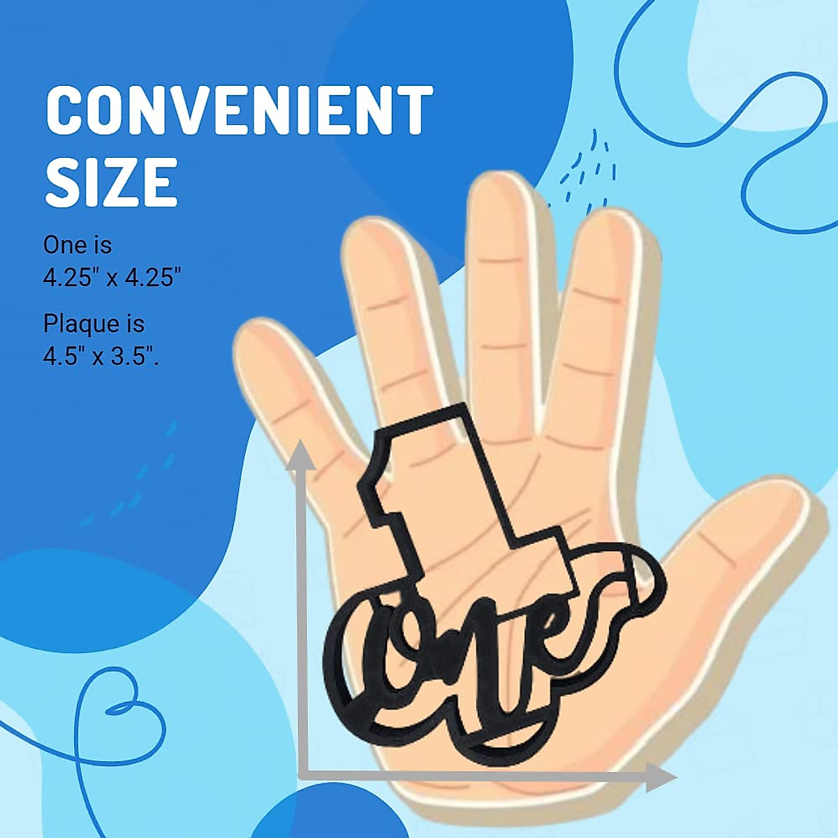 NUMBER ONE COOKIE CUTTER WITH PLAQUE One Year Baby Toddler Birthday Number With Word and Decorative Plaque Cookie Cutters Made In The USA (2 Pack)