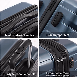 COOLIFE Luggage Expandable Suitcase PC ABS TSA Luggage 3 Piece Set Lock Spinner Carry on (purple, 3 piece set)