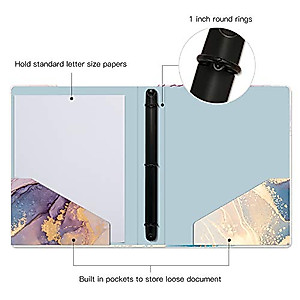 ZAXMEY 3 Ring Binder 1 Inch Ring, Fashion Design Binder for School, Home, Students, Women, Cute Custom Pattern with Hold Letter Size Interior Pockets,Gorgeous Marble