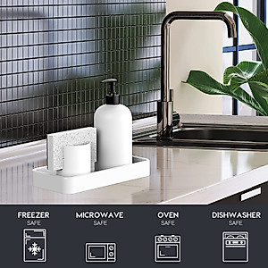 Gurygo 8" - Small Rectangular Vanity Tray for Bathroom - Ceramic Kitchen Soap Tray - Countertop and Vanity Tray - Comestic Holder Bathtub Organizer - Bathroom Tray, (White, Set/1)