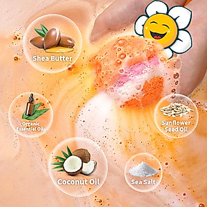 Daisy Encens Kids Bath Bombs with Toys Inside - Cheerleader in Training Gift Set Fun and Nourishing Bath Fizzies with Pure Essential Oils - Gift for Kids Gift for Girls- Moisturizing, All-Natural