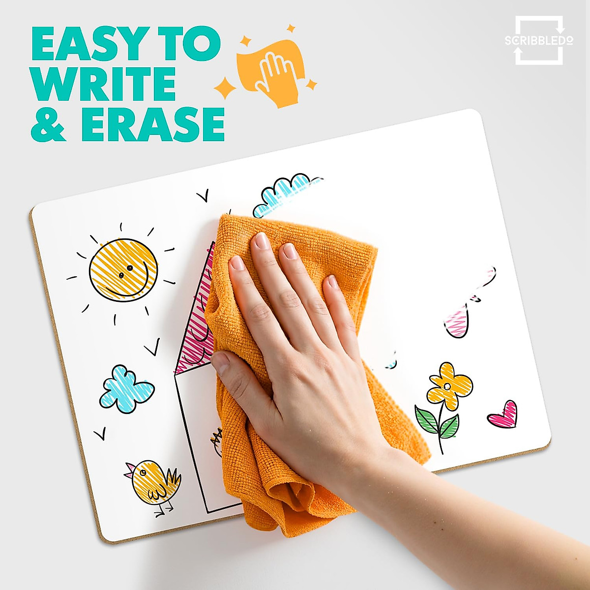 Scribbledo Small White Board Dry Erase Mini Whiteboard 9x12 Inch Small Dry Erase Board Marker Board Dry Erase Lapboards Handheld Personal White Boards for Students Small Whiteboard Office Kitchen